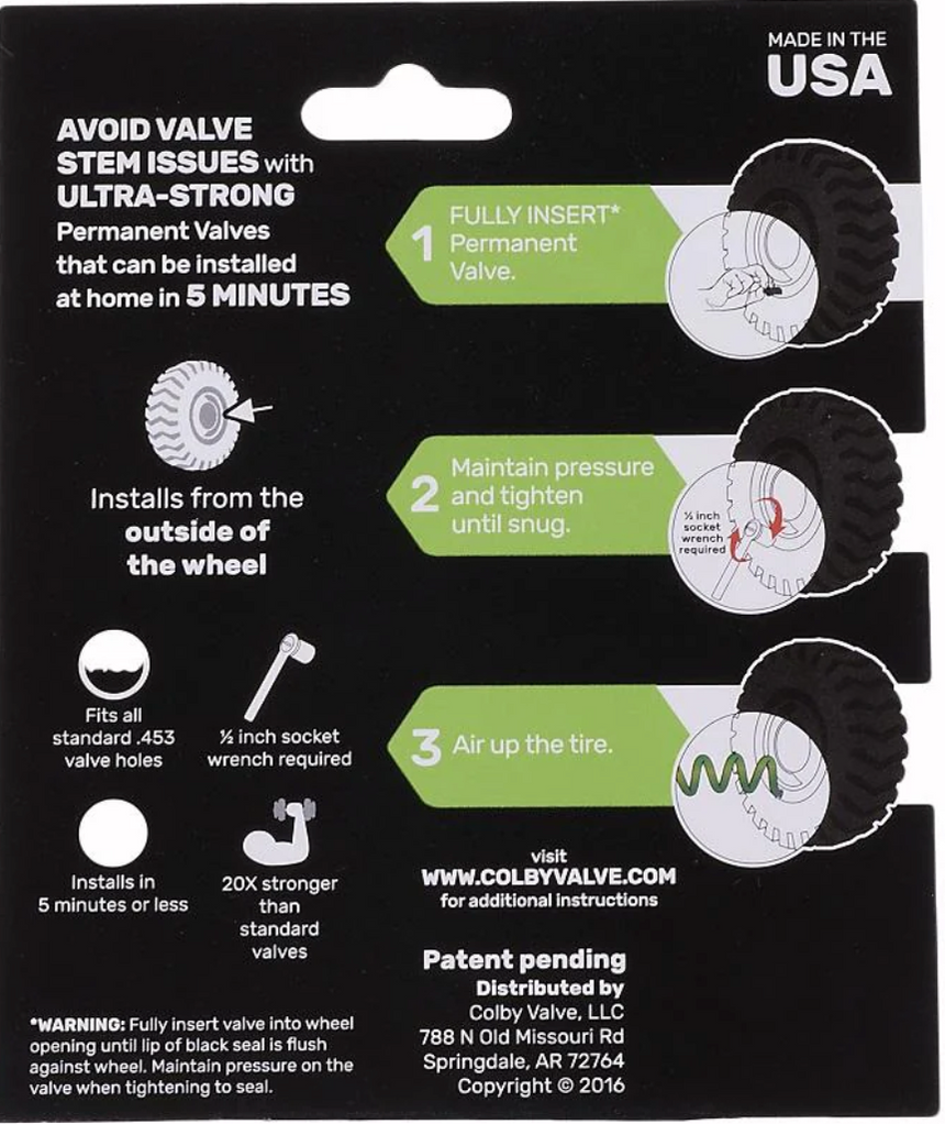 COLBY VALVE - PERMANENT TIRE VALVE SYSTEM — Huber Ag Equipment LTD
